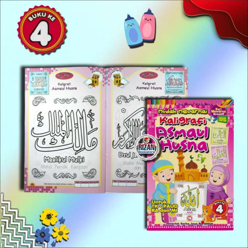 Promo [SJ] Buku Mudah Mewarnai Kaligrafi Asmaul Husna - JILID 4 Diskon 49% di Seller Rizan ...