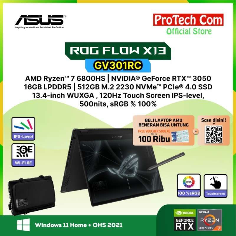 Promo ASUS ROG FLOW X13 GV301RC RYZEN 7-6800HS 16G 512GB RTX3050 4GB ...