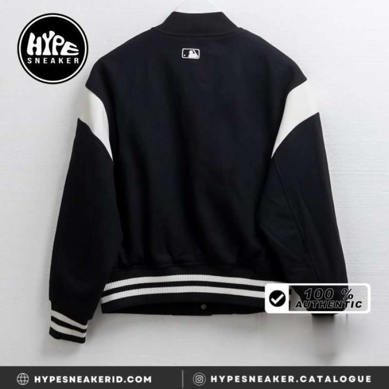 Jual Jaket MLB NY LINE SIDE IVORY BLACK ZIP BOMBER JACKET 100% ORIGINAL ...