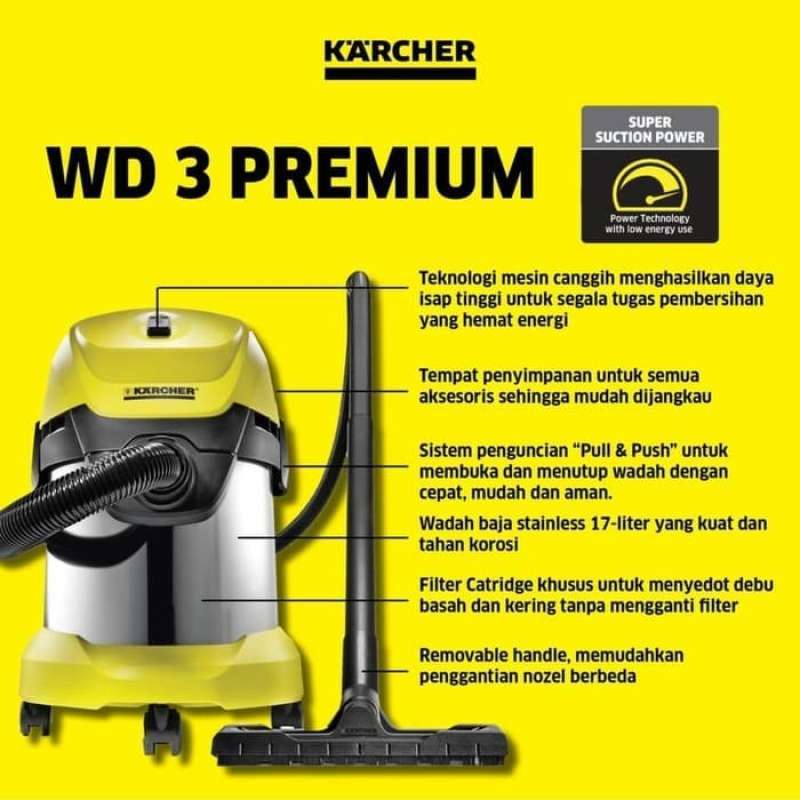 Promo Karcher Wd3 Premium Vacum Cleaner Wet And Dry Vacuum Cleaner 17 Liter Terlaris Diskon 2% ...