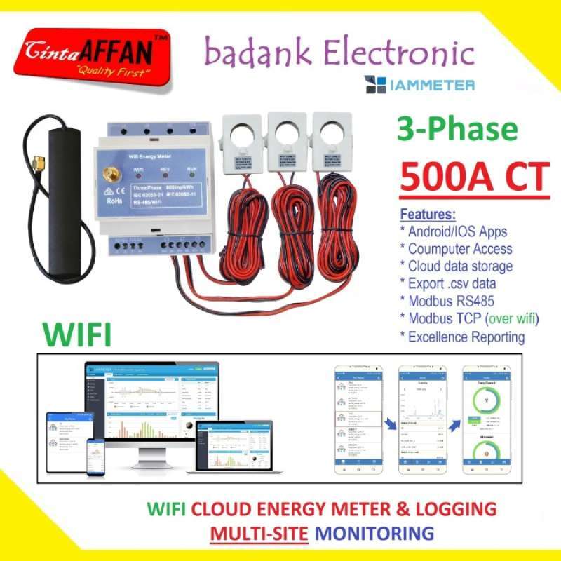 Promo Iammeter Cloud 3-phase Wifi Bidirectional Energy Meter Ct 500a ...