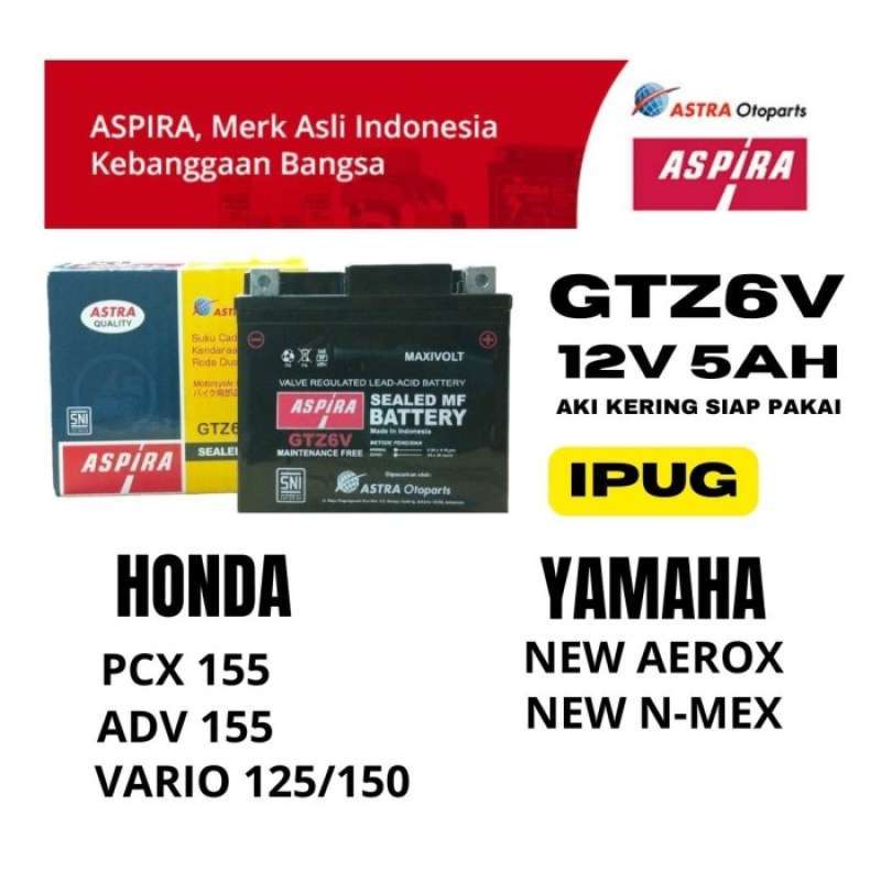 Promo Aki Motor Freego, Nmax, Lexi, Klx 150, Vario 150 Gtz6v Aspira Mf ...
