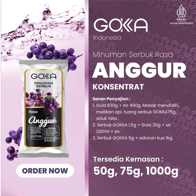 Jual Gokka Bubuk Powder / Minuman Kekinian Rasa Anggur Kemasan 50gr Di ...