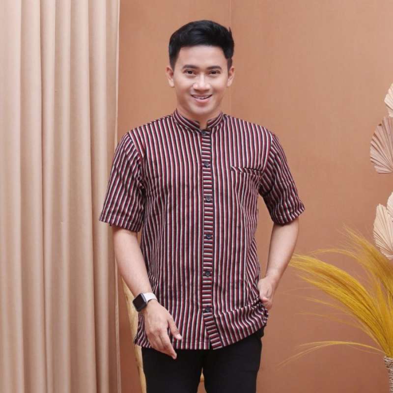 Jual Kemeja Surjan Lurik Baju Adat Jawa Pria Lengan Pendek - Warna 4 L ...