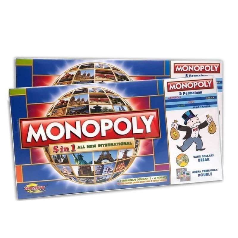 Jual Mainan monopoly 5in1 - Mainan papan cardboard ular tangga ludo ...