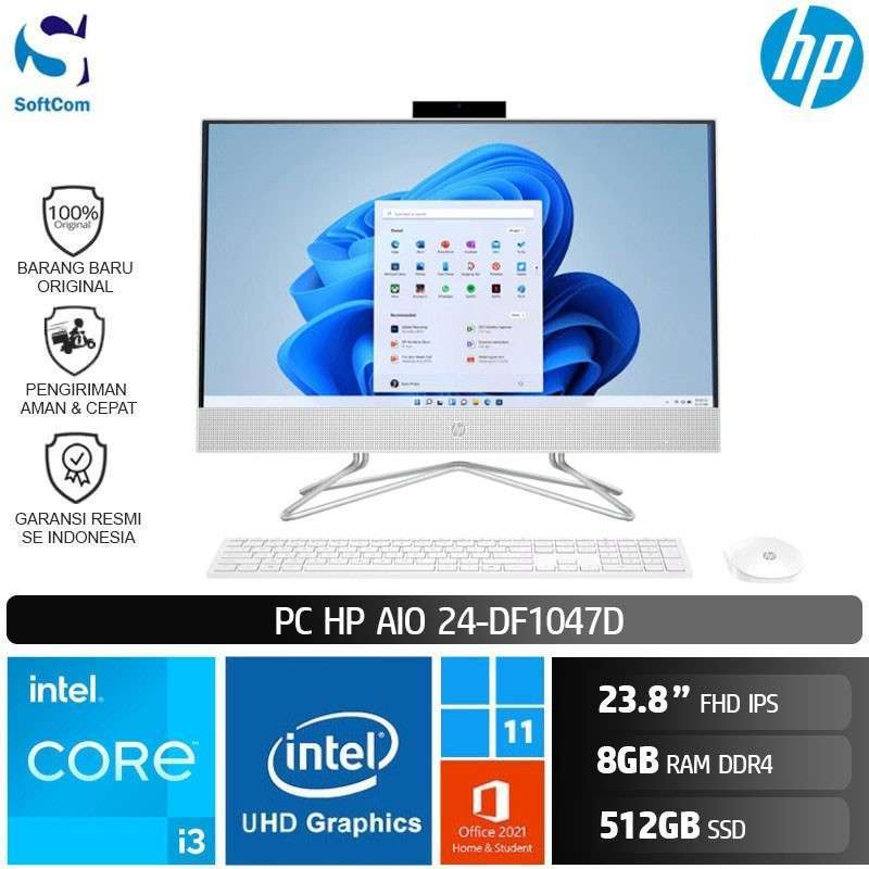 Promo PC HP AIO 24 df1047d Desktop PC [Core i3-1125G4/8GB/512GB SSD/23.8 FHD IPS/W11+OHS] Diskon ...