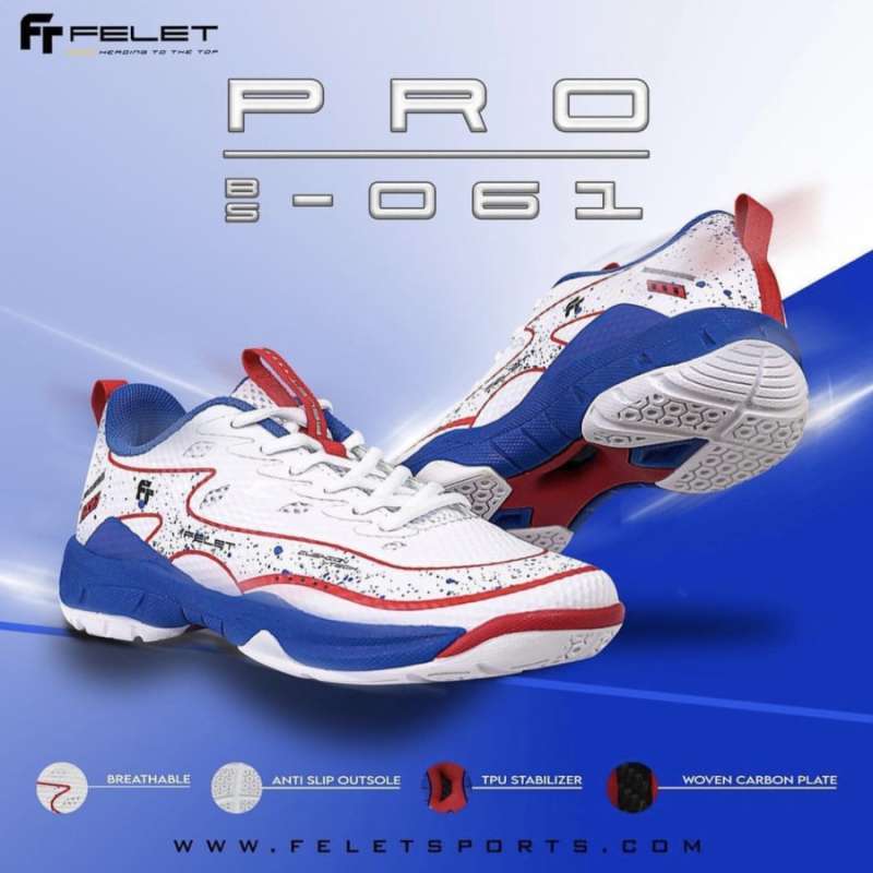 Jual Sepatu Badminton Felet Pro BS 061 White Blue Original di Seller ...