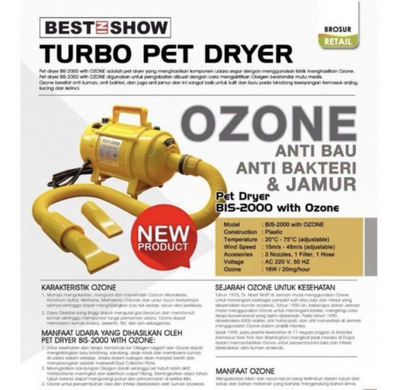 Promo Best In Show Turbo Pet Dryer Bis 2000 W/Ozone - Blower Grooming ...