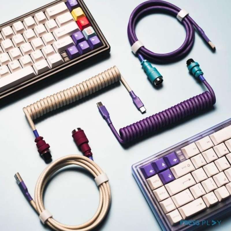 Jual New Type C Coiled Cable Mechanical Keyboard Aviator By Press Play ...