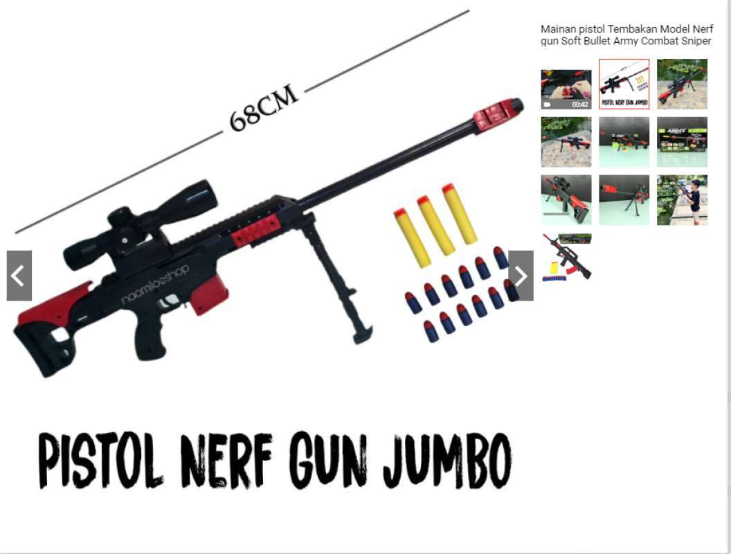 Promo Mainan Pistol Tembakan Model Nerf Gun Soft Bullet Army Combat ...