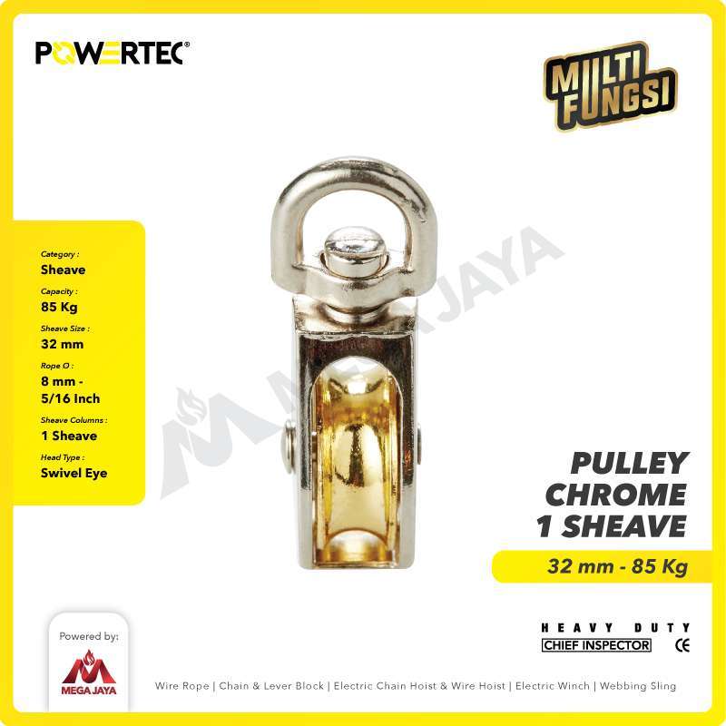 Jual Powertec Small Pulley Chrome Katrol Kerekan 32mm 1-1/4 - 1 Sheave ...