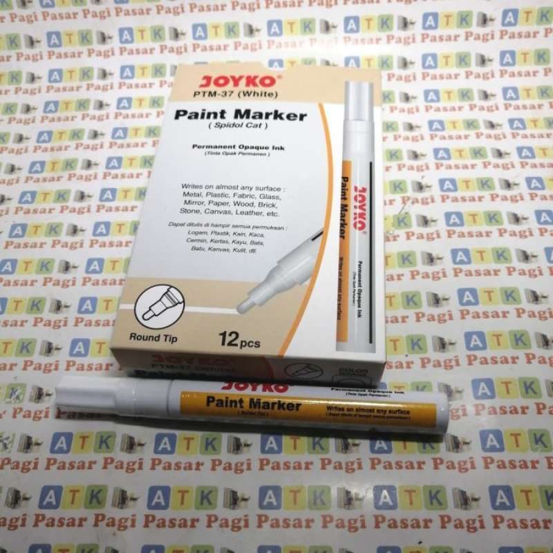 Jual Paint Marker Spidol Cat Permanen Joyko PTM-41 PUTIH WHITE 1 Box 12 ...