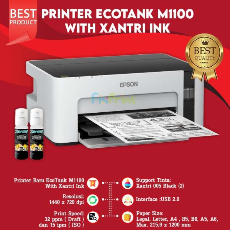 Promo Printer Epson Eco Tank M1100 Monochrome Printer Mono Tinta ...