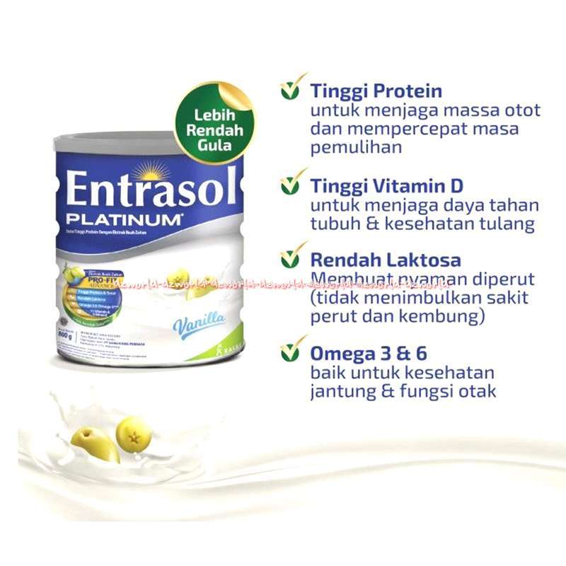 Jual Entrasol Platinum Vanilla 800gr Ekstrak Buah Zaitun Susu Kalsium ...