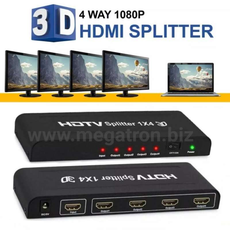 Promo Hdmi Splitter Distributor 4 Output (1 In - 4 Out) Diskon 23% di ...