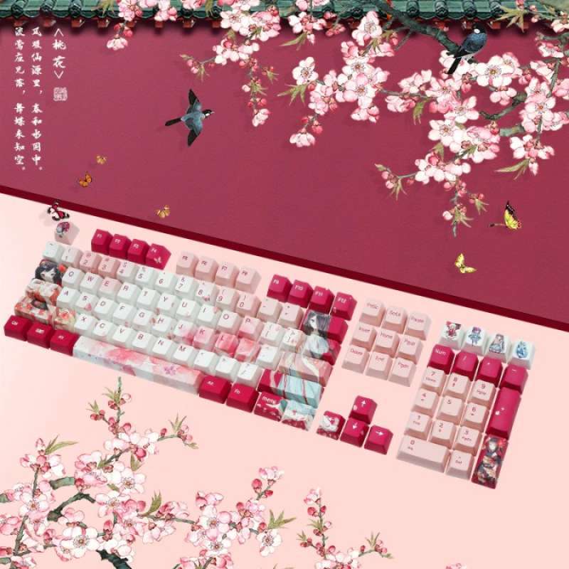 Jual Sakura Keycap PBT OEM Mechanical Keyboard Japan Cherry Blossom ...