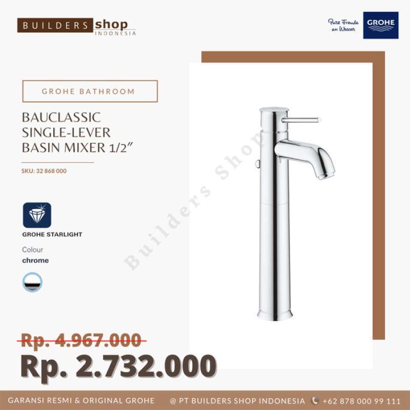 Promo GROHE 32868000 - Bauclassic Single-Lever Basin Mixer 1/2â€³ ...