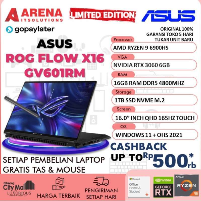 Promo Asus ROG Flow X16 GV601RM RTX3060 6gb/ Ryzen 9 6900HS 16gb,1tb ...