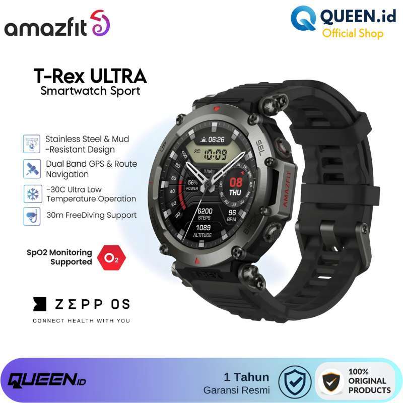 Jual Amazfit T-Rex ULTRA Smartwatch Sport AMOLED Dual Band GPS TREX Watch di Seller QUEEN id ...