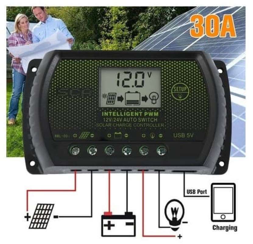 Promo Controller Solar Panel Charge Regulator 12v/24v 360w/720w ...