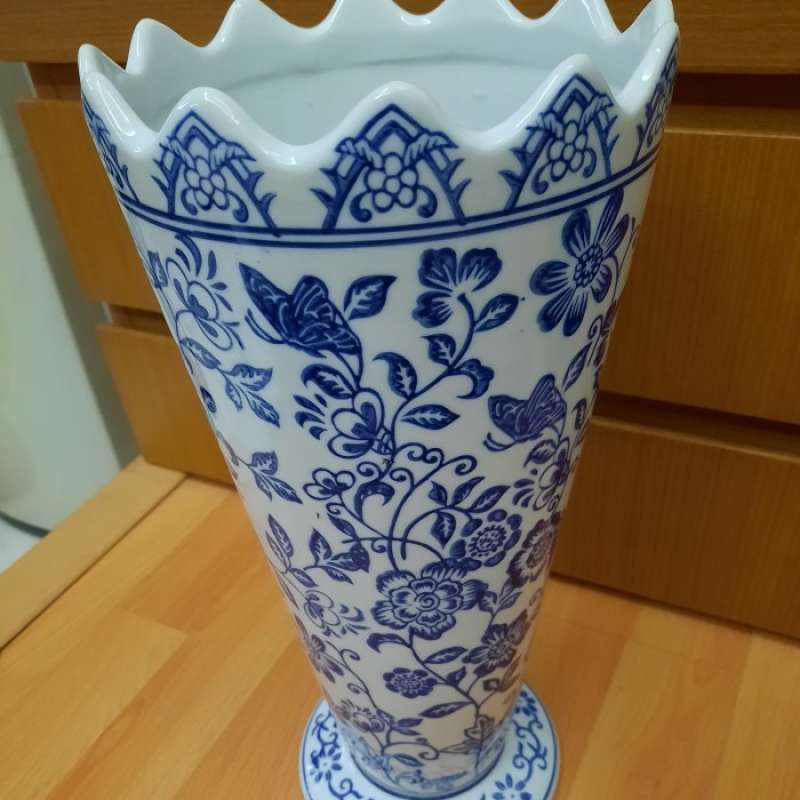 Promo Vas bunga keramik besar biru putih ukuran t=35cm, d=16cm Diskon ...