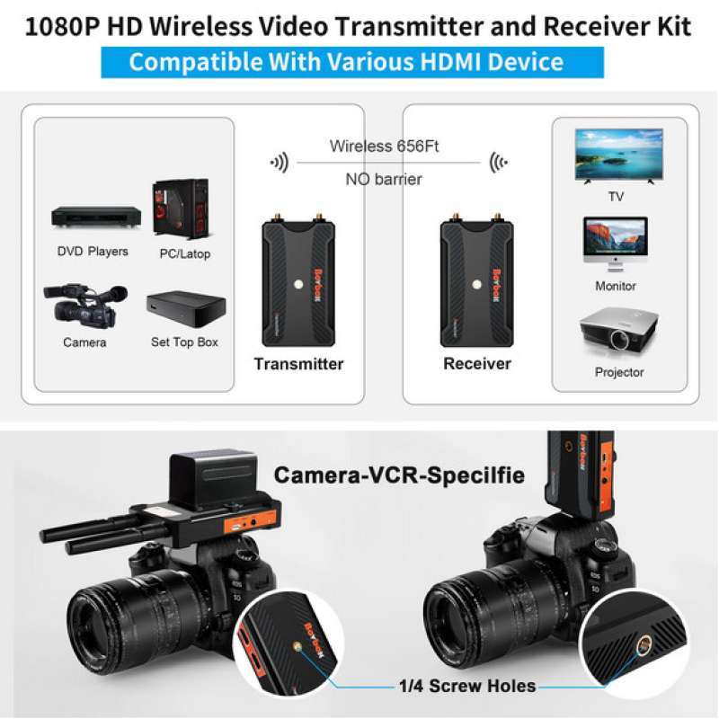 Promo BOVBOX PRO 200m Wireless Display HDMI Extender Video Transmitter ...