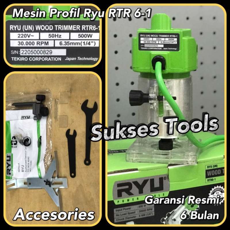 Promo Wood Trimmer Ryu RTR 6 RTR6 Mesin Profil Kayu Router Ryu RRT 12 ...
