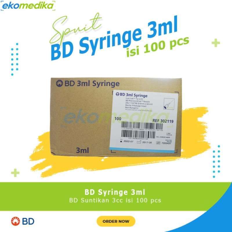 Promo Spuit 3cc Bd Syringe 3ml / Bd Suntikan 3cc Isi 100 Pcs Diskon 33% ...