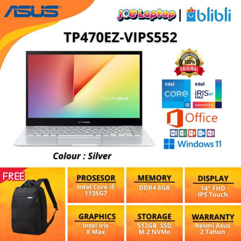 Jual Asus Vivobook Flip Tp470ez-vips552 Silver I5 1135g7 Win11 Di ...