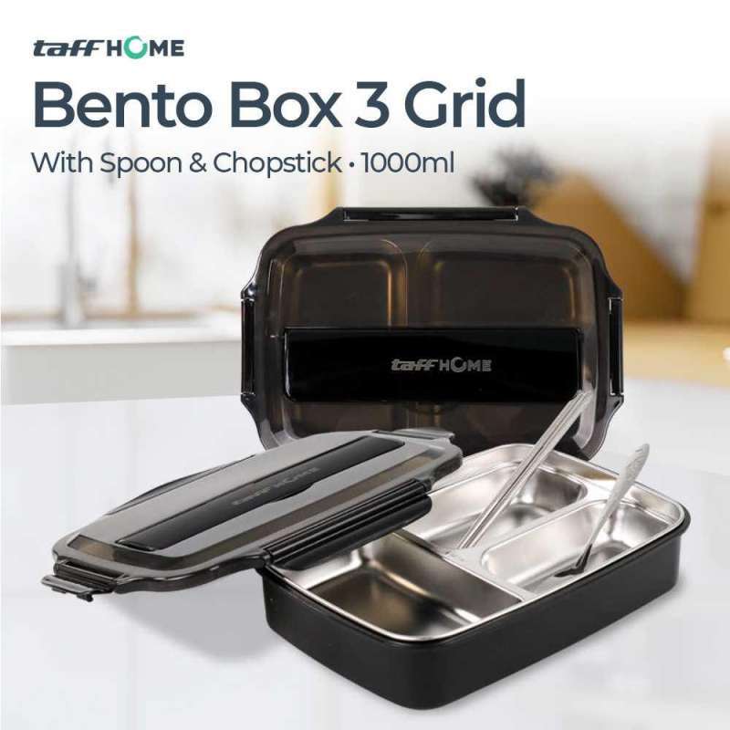 Jual Kotak Makan Lunch Box Stainless Steel 3 Grid 1l Ou1000 Tempat
