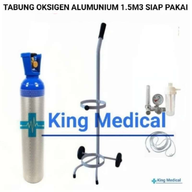 Promo Tabung Oksigen Alumunium 1.5m3 + Regulator + Nasal + Troli Stainless Diskon 23% Di Seller ...