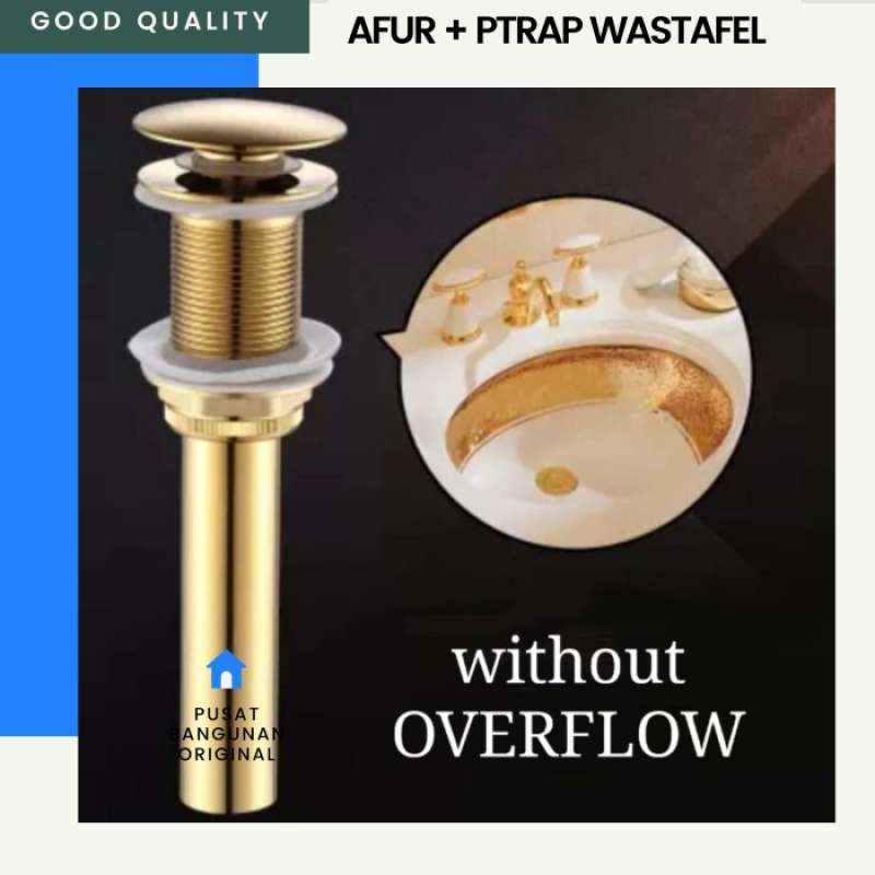 Jual Sifon Botol Pop Up Avur Pencet P-trap Pembuangan Wastafel Gold ...