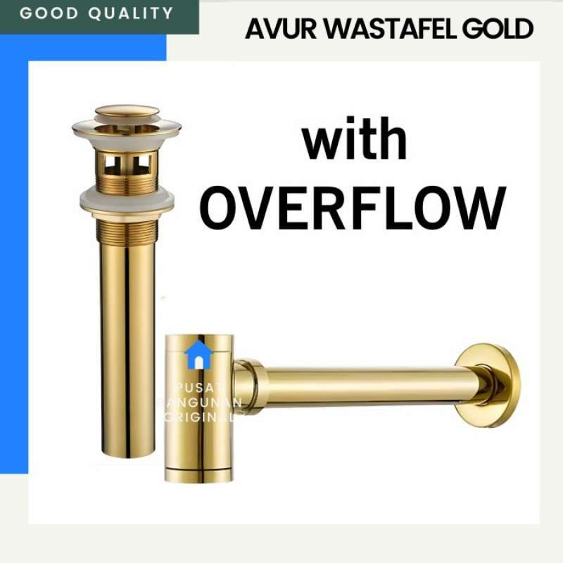Jual Sifon Botol Pop Up Avur Pencet P-trap Pembuangan Wastafel Gold ...