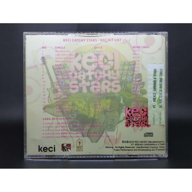 Promo Cd Kfc Music Hit List Vol. 4 Bean Waktu Band Hercules The Ellise ...