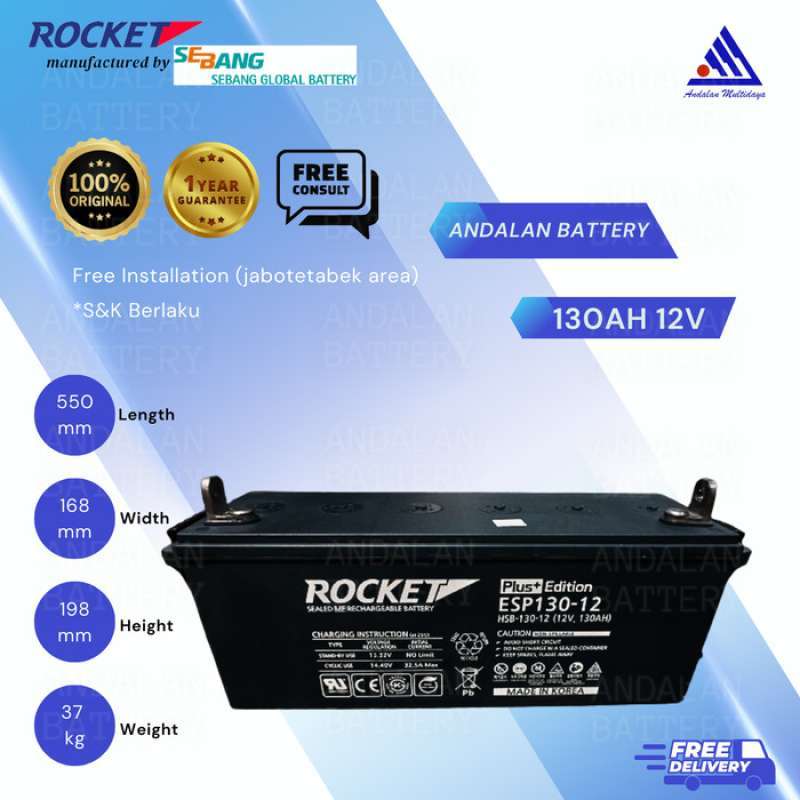 Jual Baterai Kering Rocket 12v 130ah / Vrla Esp 130-12/aki Kering 12v ...
