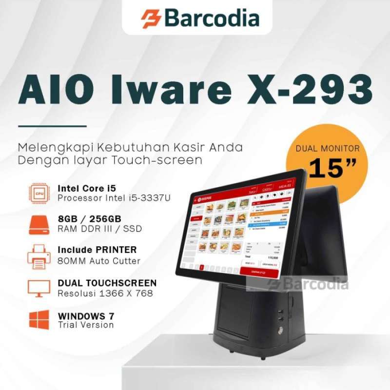 Promo Sale Mesin Kasir Pc Pos All In One Dual Monitor I5 Touchscreen Iware X293 - Android 11 ...