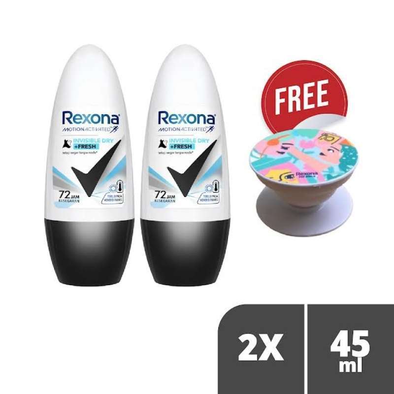 Jual Rexona Women Deodorant Roll On Invisible Dry 45ml Isi 2 ...