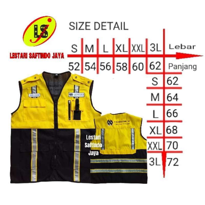 Jual Safety Vest 3m Custom Bordir /rompi Safety Kombinasi Kuning Hitam ...