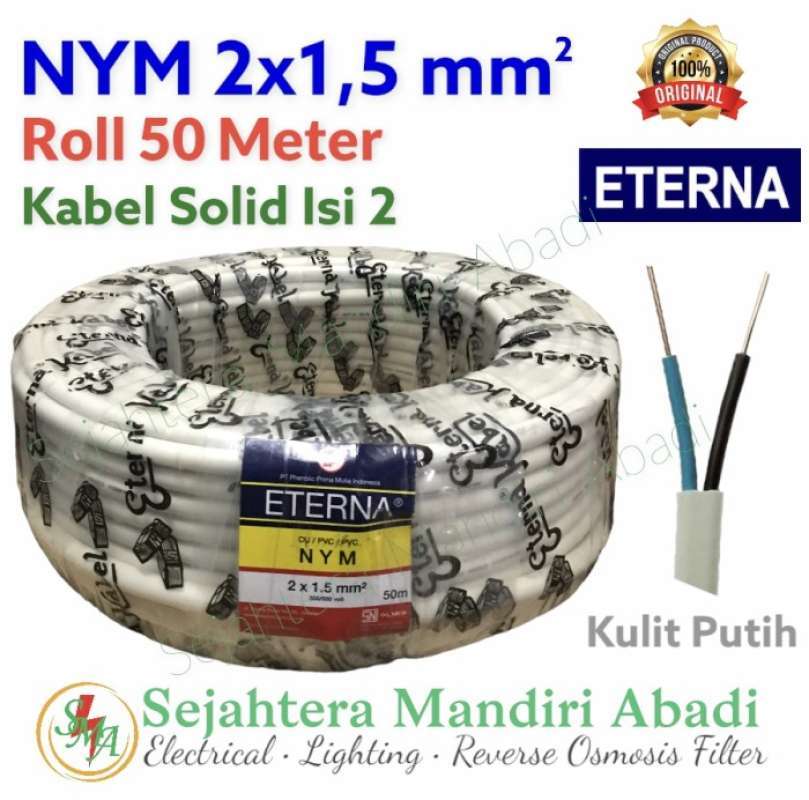 Jual Kabel Listrik Nym 2x1.5 50m Eterna Kawat Tunggal Putih Di Seller ...
