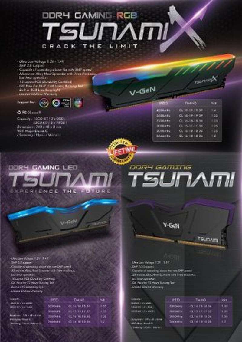 Jual V-Gen Ram Gaming Ddr4 Tsunami 2666Mhz Non Rgb - Multicolor di ...