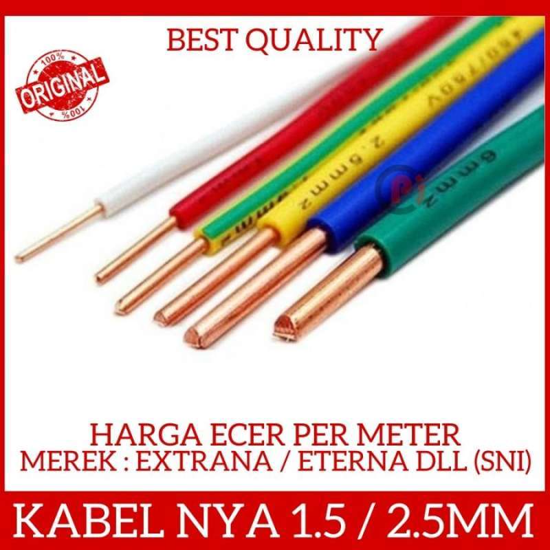 Jual Kabel Listrik Tunggal NYA Kawat Ukuran 1.5 2.5 mm Ecer Per Meter ...