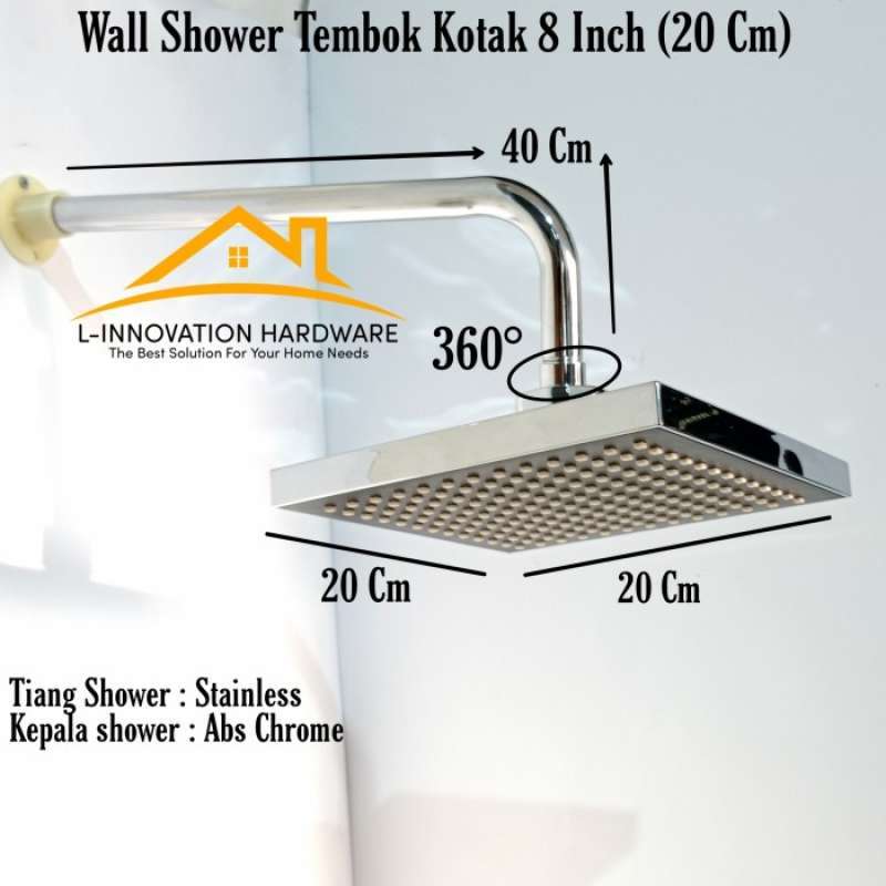 Promo Wall Shower Mandi Tanam Tembok Dinding Kamar Mandi Kotak 8 Inch Inci Diskon 33% di Seller ...