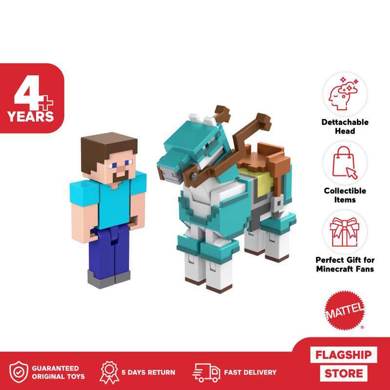 Jual Minecraft Steve And Armored Horse Figures - Mainan Action Figure ...