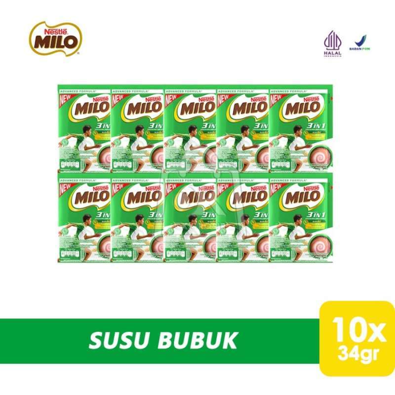 Jual Milo 3in1 Activ-go Susu Coklat Renceng 34g (1 Pack Isi 10pcs) Di ...