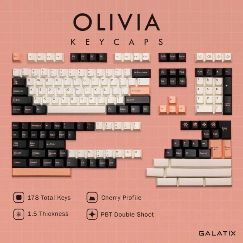 Jual Keycaps Olivia Cherry Profile Keycap PBT Double Shoot di Seller ...