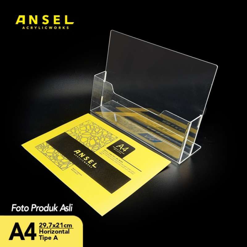 Jual Tempat Brosur Akrilik / Flyer Holder - A4 Horizontal - Tipe A ...