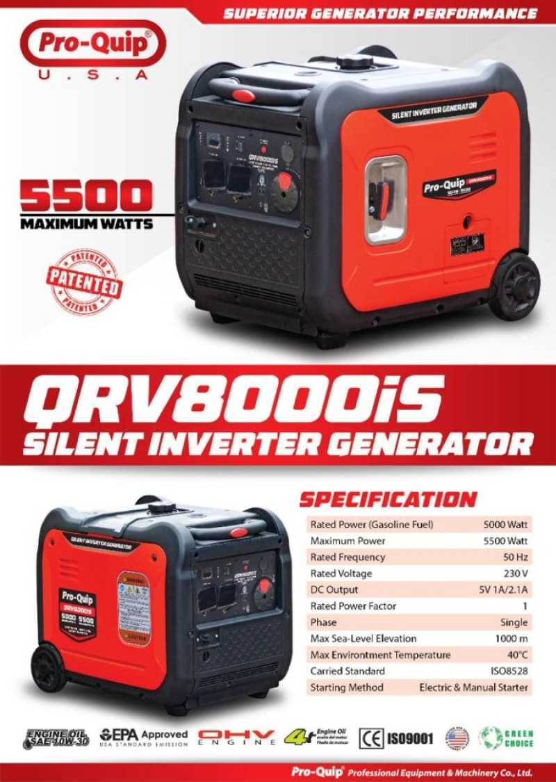 Promo Genset Proquip Silent Inverter 5000 Watt QRV 8000 IS Diskon 23% ...