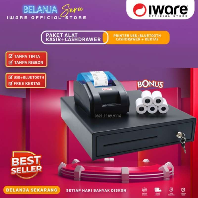 Jual Paket Kasir Printer Bluetooth Thermal Cash Drawer Free Kertas 5 ...