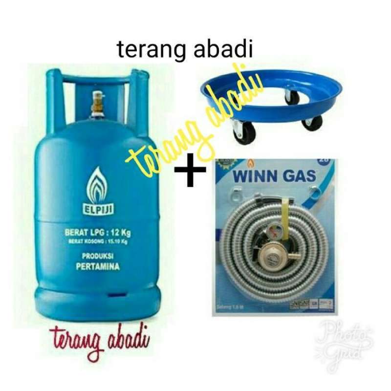 Promo tabung gas elpiji 12kg+isi+selang paket winn+roda gas besi Diskon ...
