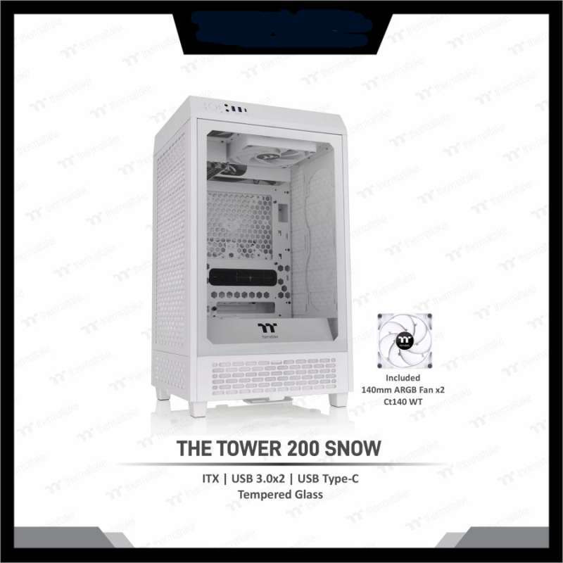 Promo Thermaltake Casing PC The Tower 200 Snow Mini Chassis CA-1X9 ...